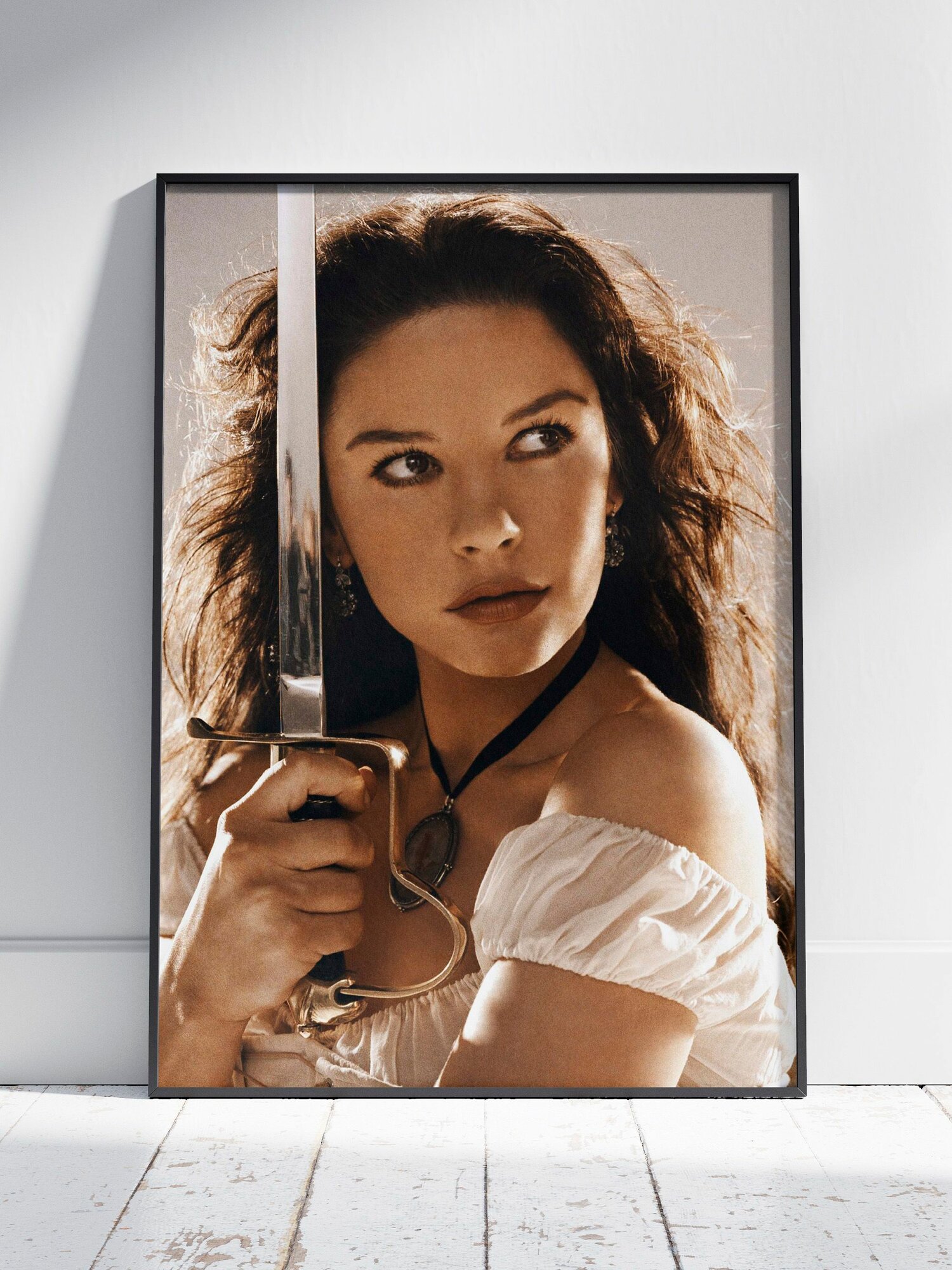 Плакат на стену для интерьера Кэтрин Зета Джонс (Catherine Zeta Jones 2) - Постер по актеру фильма, кино, сериала формата A4 (21x30 см)