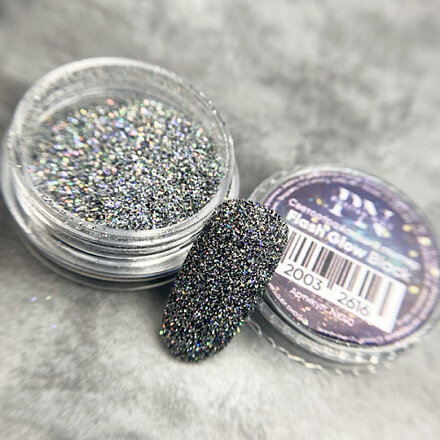 Набор, Patrisa Nail, Глиттер-пудра для ногтей Flash Glow Black, 2 шт.