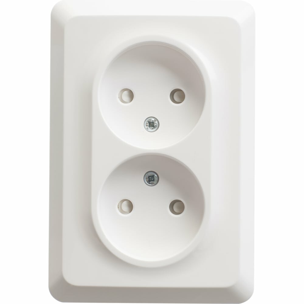 Двойная розетка Systeme Electric этюд, С/У, без заземления, со штороками, 16А, 250B, белый PC16-106B