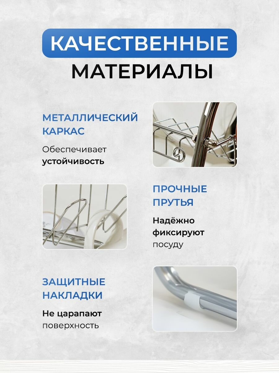 Сушилка ALICEHOME двухъярусная стальная с 1 поддоном в комплекте для кухни сушка — фото 1