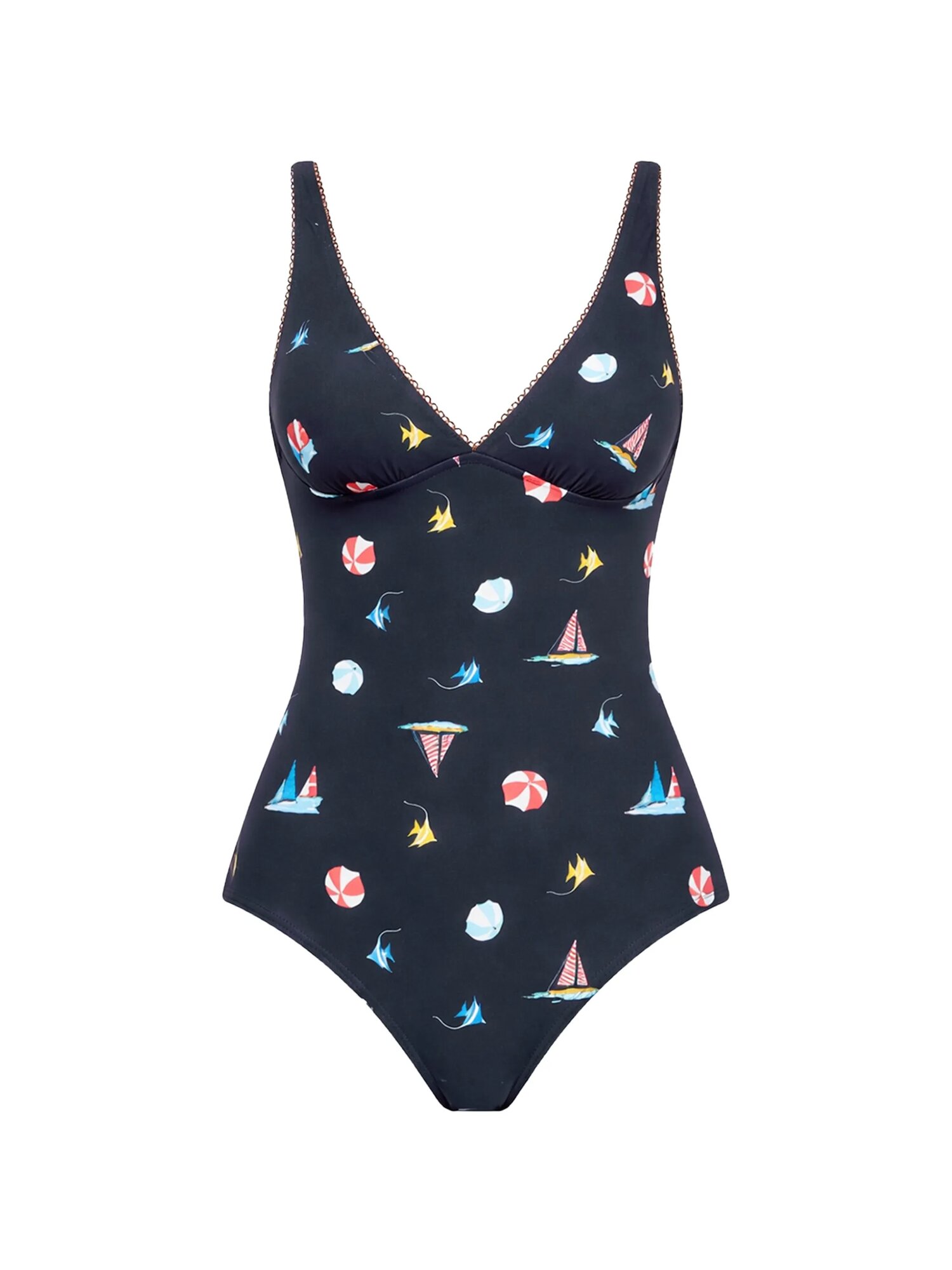 Купальник Geometric-print scalloped swimsuit