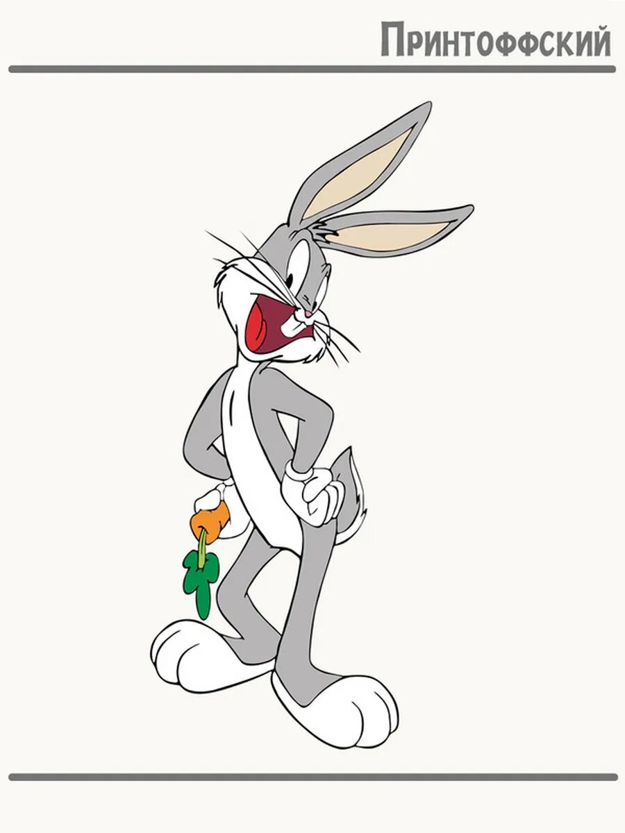 Термонаклейка для одежды и аксессуаров DTF-печать багз банни луни тунс bugs bunny