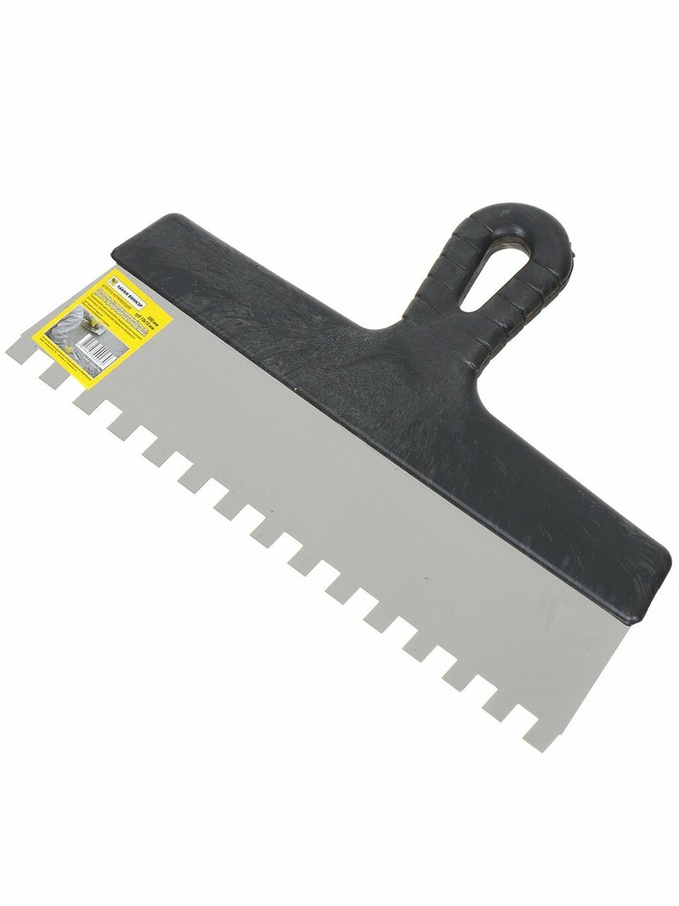 Шпатель для клея зубчатый 300 мм из нержавеющей стали 10х10 мм для строительных и отделочных работ