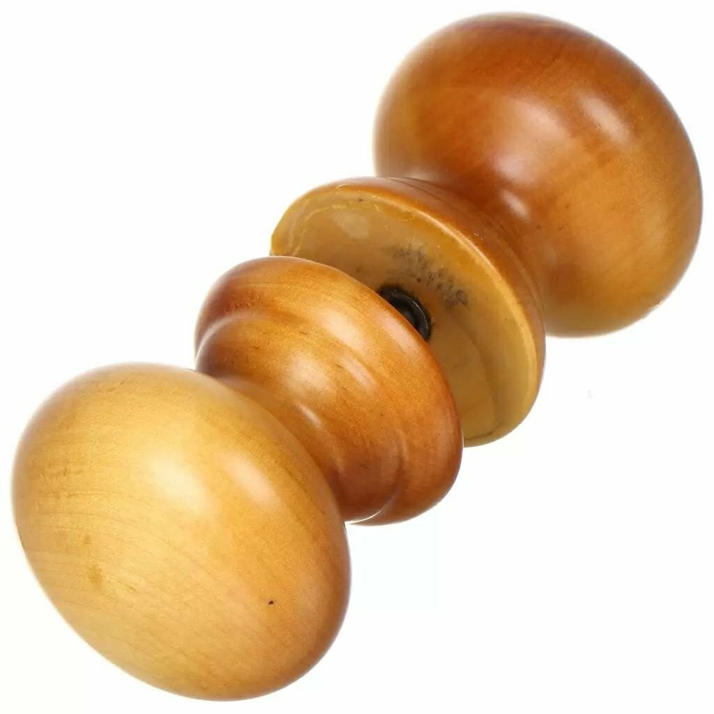 Ручка дверная Йошкар-Ола круглая из дерева карельская береза, комплект 2 шт, коричневая, для дверей 20-45 мм, Россия