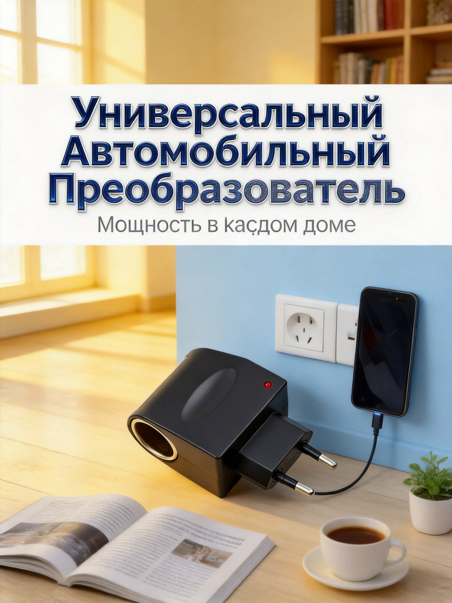 Адаптер переменного тока в постоянный для автомобильного прикуривателя, преобразователь 110-220В в 12В 500мА с европейской вилкой и светодиодным индикатором