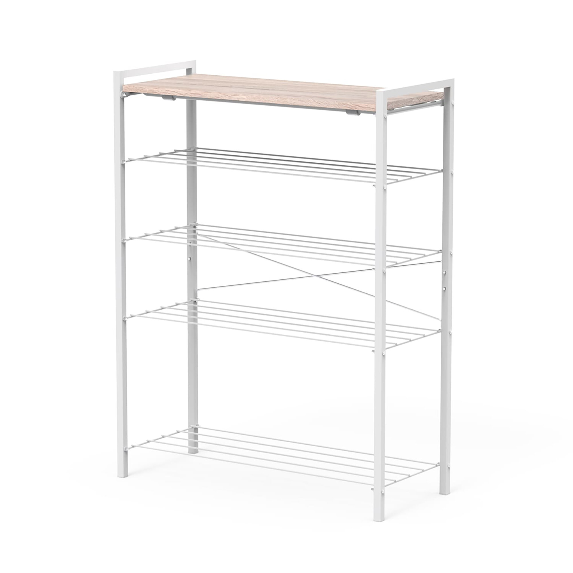Этажерка Nika КТ5-80Л, 5 полок, 79,4 х 33 х 104,5 см, дуб сонома/матовый белый