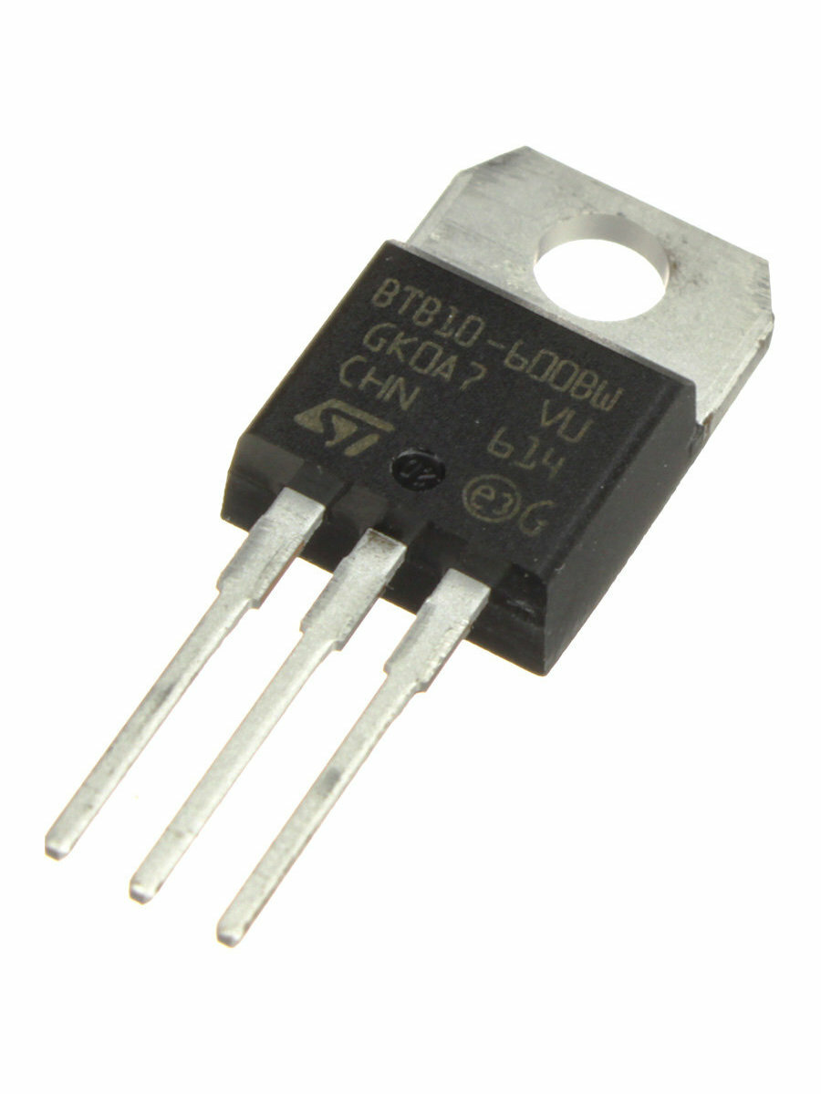 Симистор BTB10-600BWRG TO-220AB STM (600В 10А 50мА 3Q бесснабберный)