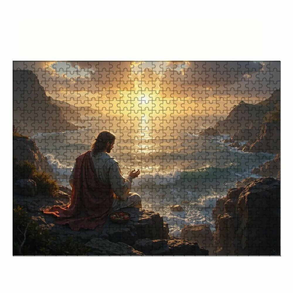 Пазлы для взрослых, 500 элементов, Пазл с рисунком Иисус молится у моря Puzzle Time, пазлы для детей