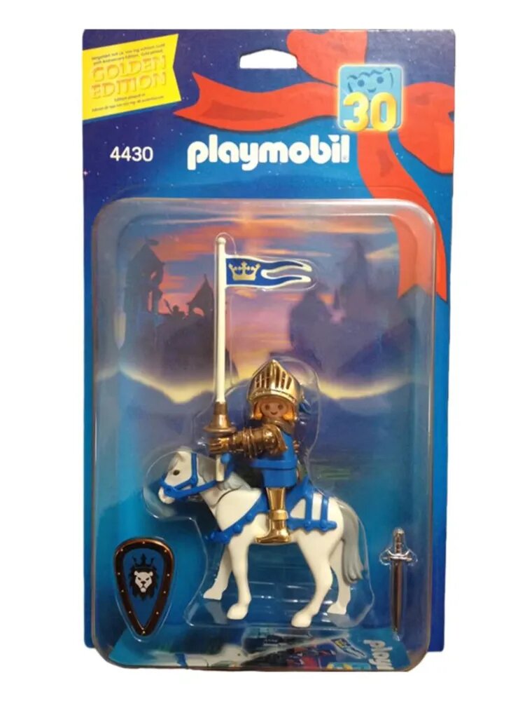 Playmobil-Мир Моби: Рыцарь на белом коне в золотых доспехах, 30-летие с ограниченным тиражом-4430