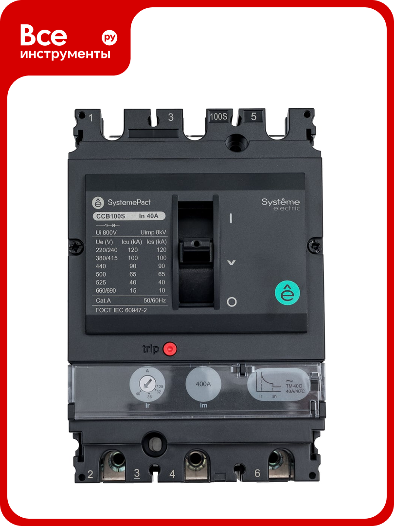 Автоматический выключатель Systeme Electric SYSTEMEPACT CCB100 100KA 3P3D TMD40 SPC100S040L3DF