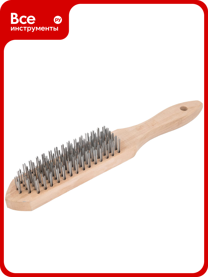 Проволочная щетка, 6 рядов проволоки, деревянная рукоятка Top Tools 14A606