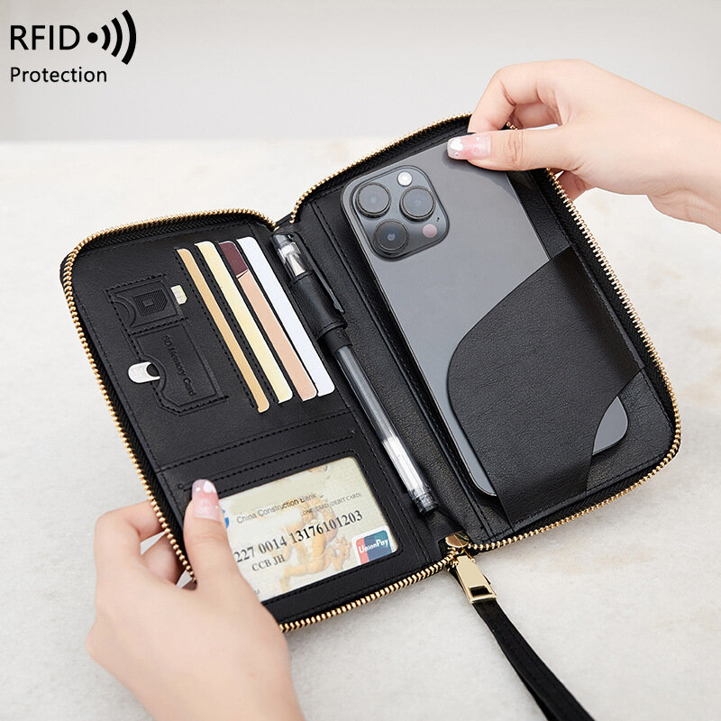 Минимализм сумки ZY Паспортный кошелек RFID, для путешествий, документов, длинный, на молнии