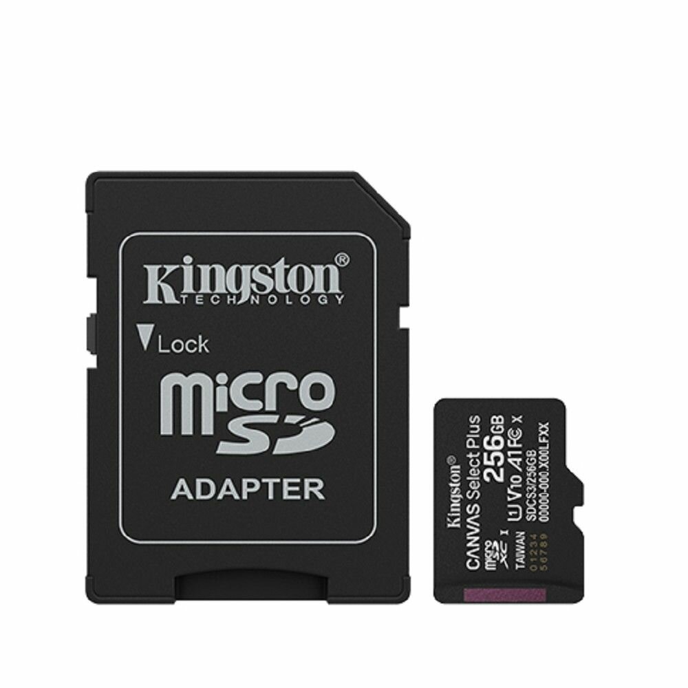 Карта памяти Kingston Micro SecureDigital 256GB Kingston Canvas Select Plus V10 A1 + adapter SDCS3/256G 256 ГБ