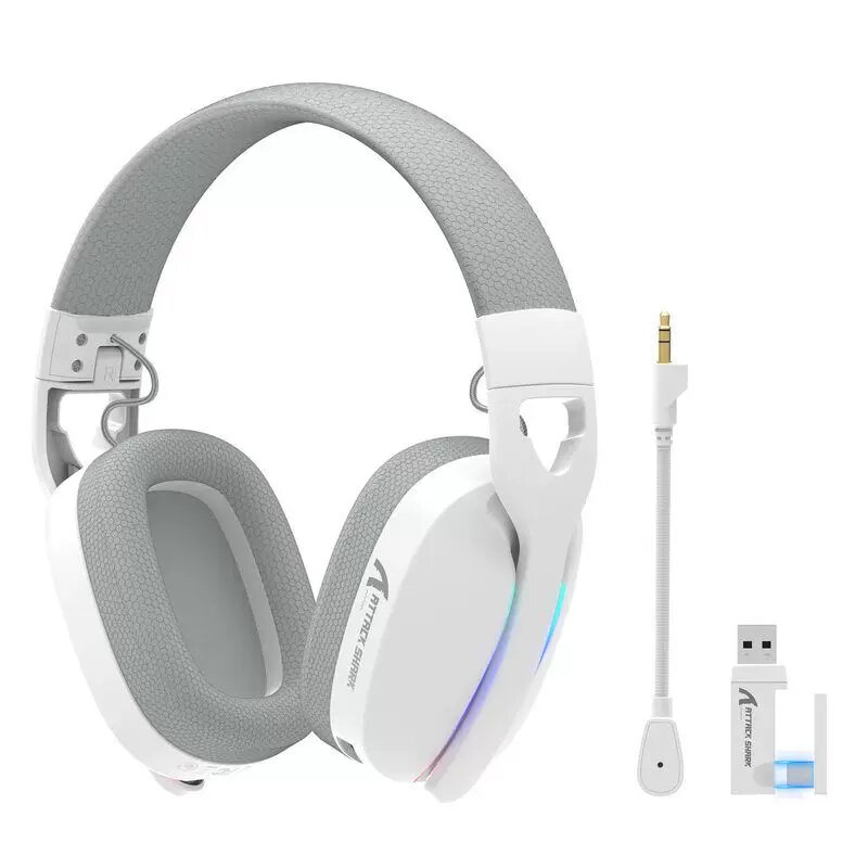 Атака Шарк L90 беспроводная гарнитура Bluetooth 2.4G три-режимная с микрофоном для ПК, белая