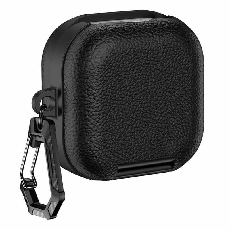 (1 шт.) Кожаный чехол-подставка для Samsung Buds4 / Buds4 Pro, черный
