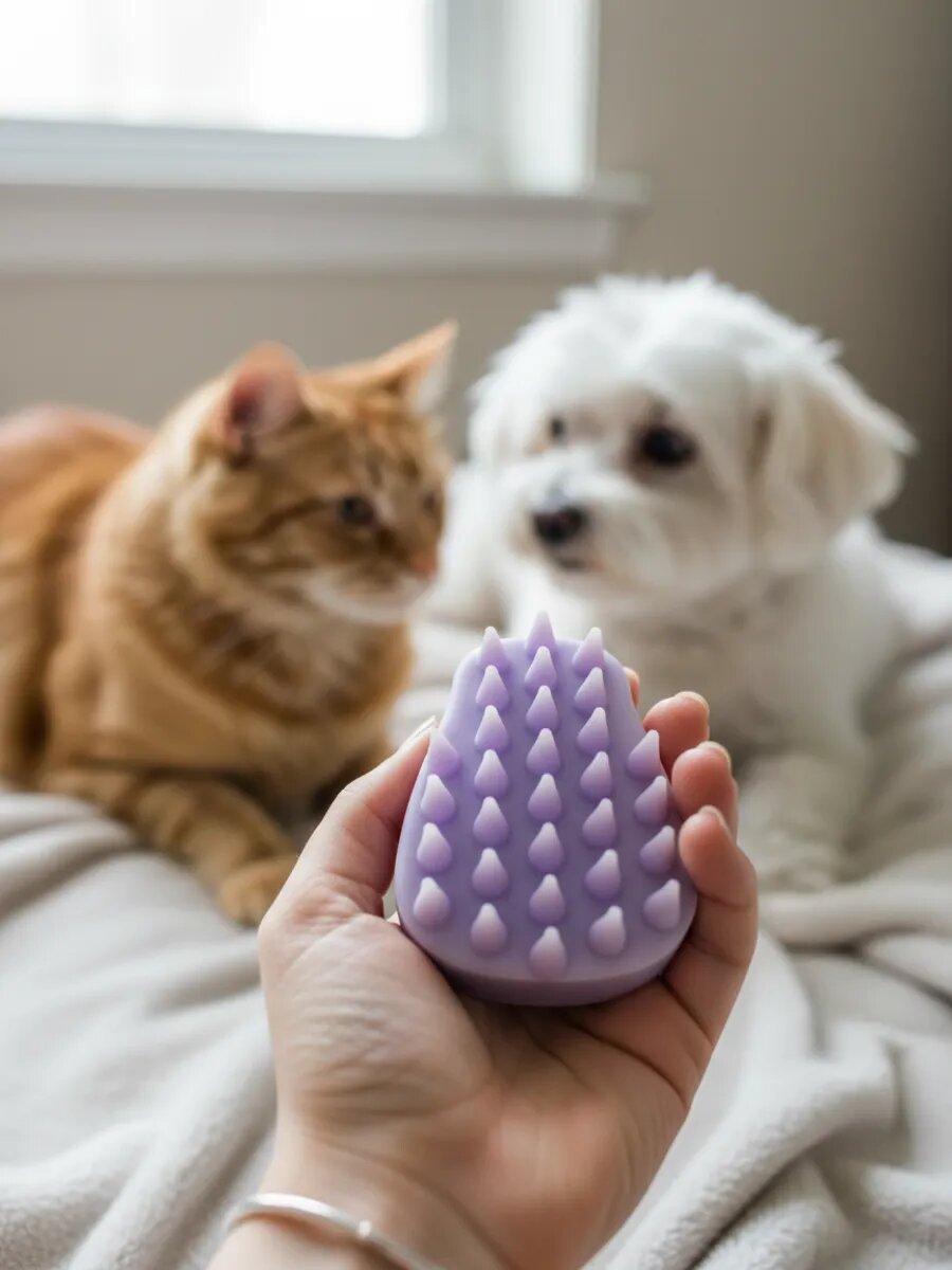 Силиконовая щетка Japan Premium Pet для удаления средней и длинной шерсти собак и кошек.