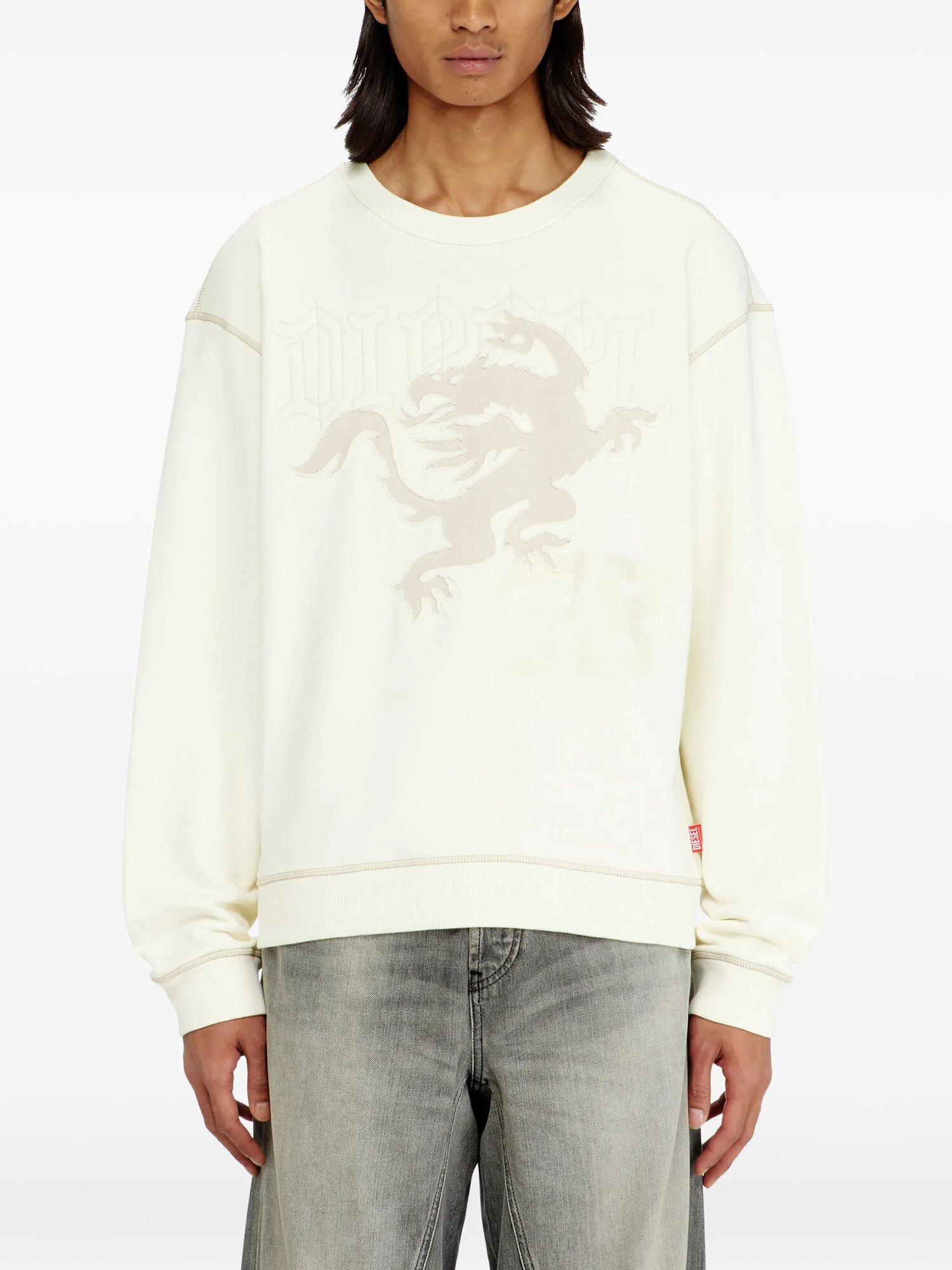 Свитер DIESEL Embroidered-patch graphic-print sweater, размер 2XL, , разноцветный — фото 1