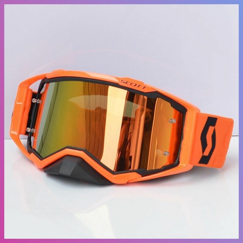 Мотоциклетные очки SCOTT UV400 — защита от ветра и пыли, регулируемая резинка, сменные линзы, подходят под очки