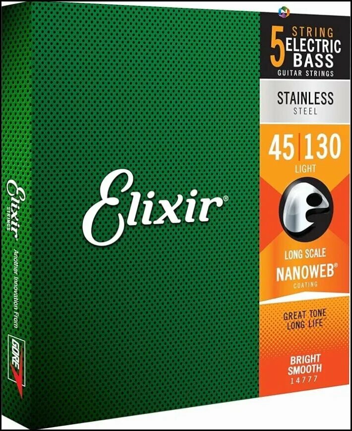 Эксклюзивные 5струнные струны Elixir 14777 Nanoweb для басгитары электрического типа, мензура длинная, калибр .045.130, произведены из нержавеющей стали как облегченные аксессуары-.