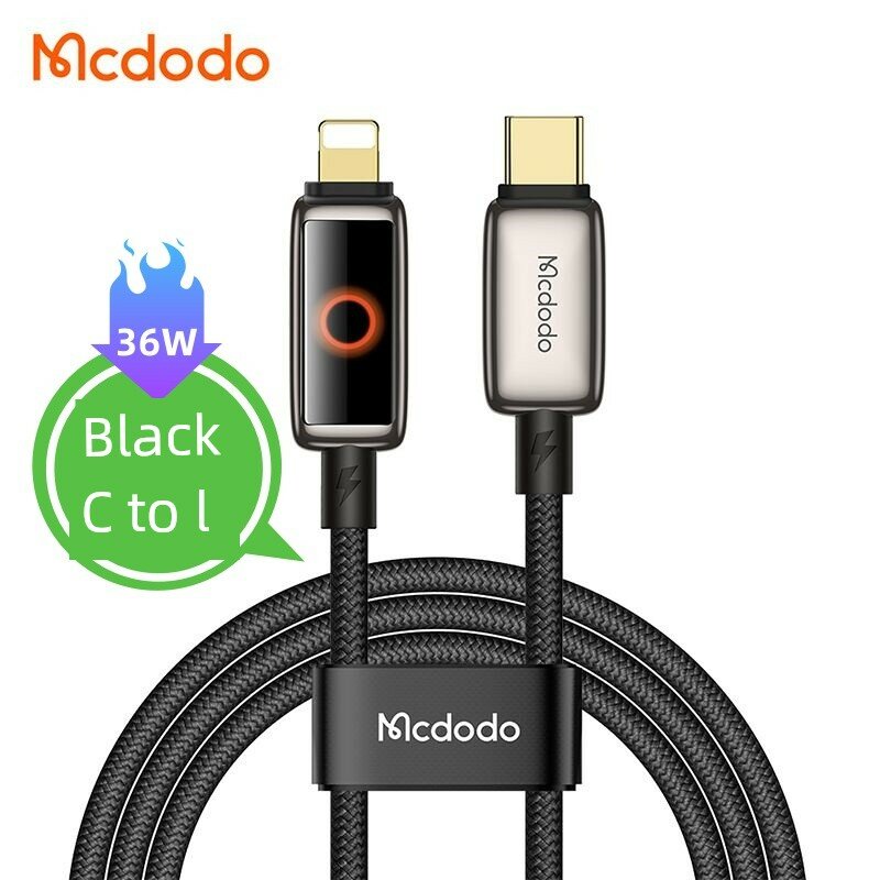 Черный кабель C-to-L PD36W для Apple 6-14 серии - 1.2м