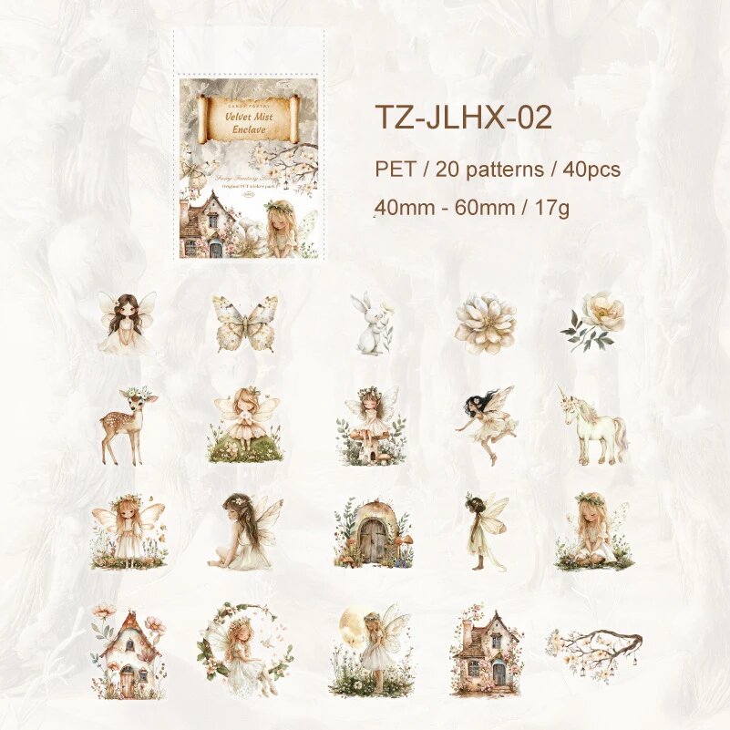 Наклейки JIANWU Elf Fantasy Series, TZ-JLHX-02, 40шт