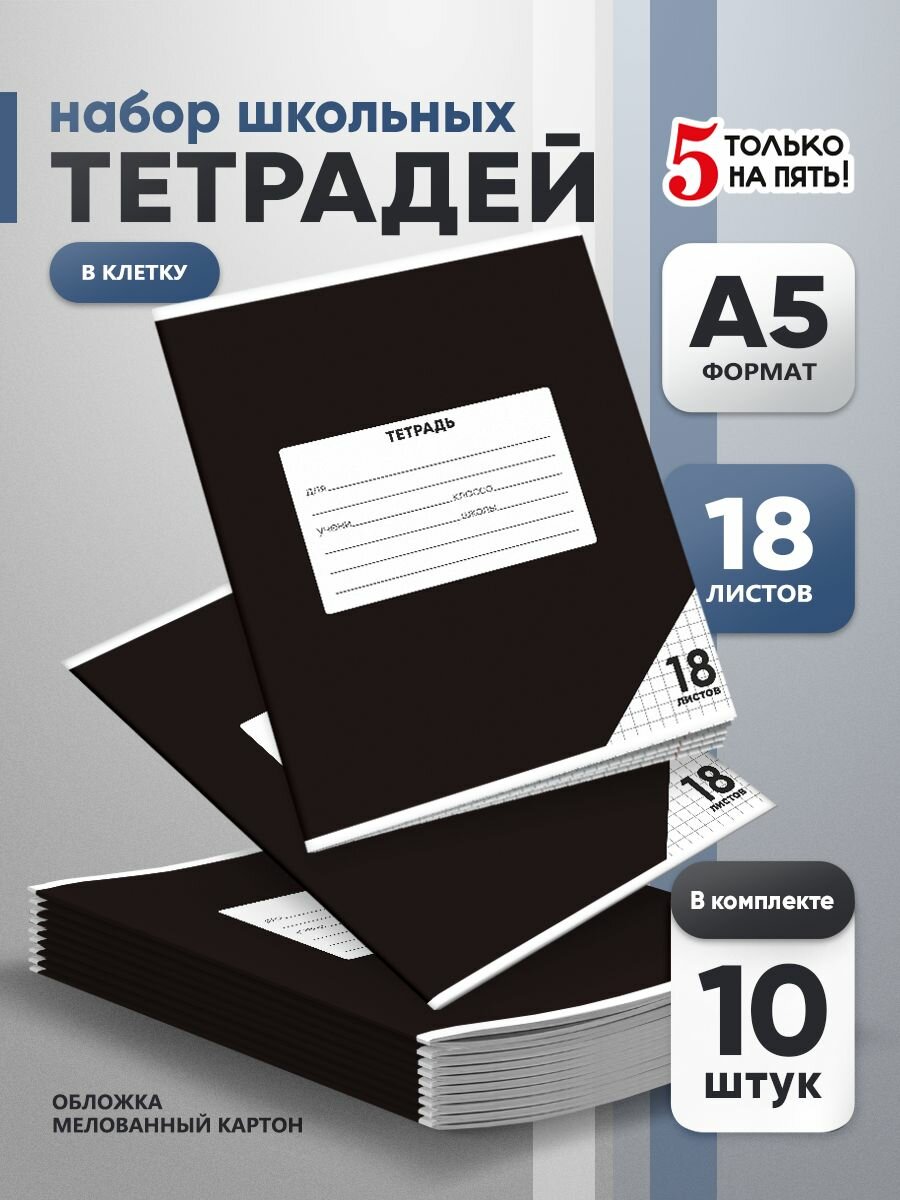 Тетрадь 18 листов в клетку 10 шт