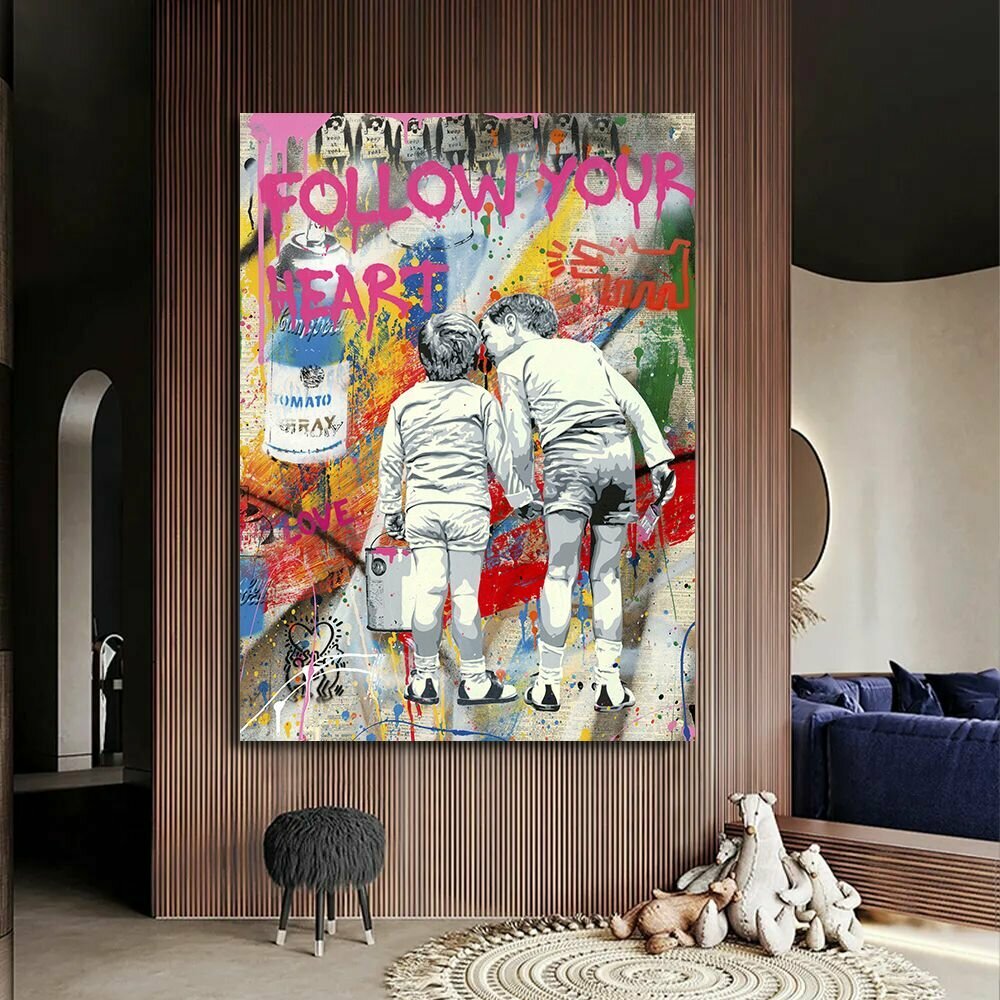 Картина ВсеКартины. тут, Banksy "Граффити", холст, 20x30 см, на подрамнике