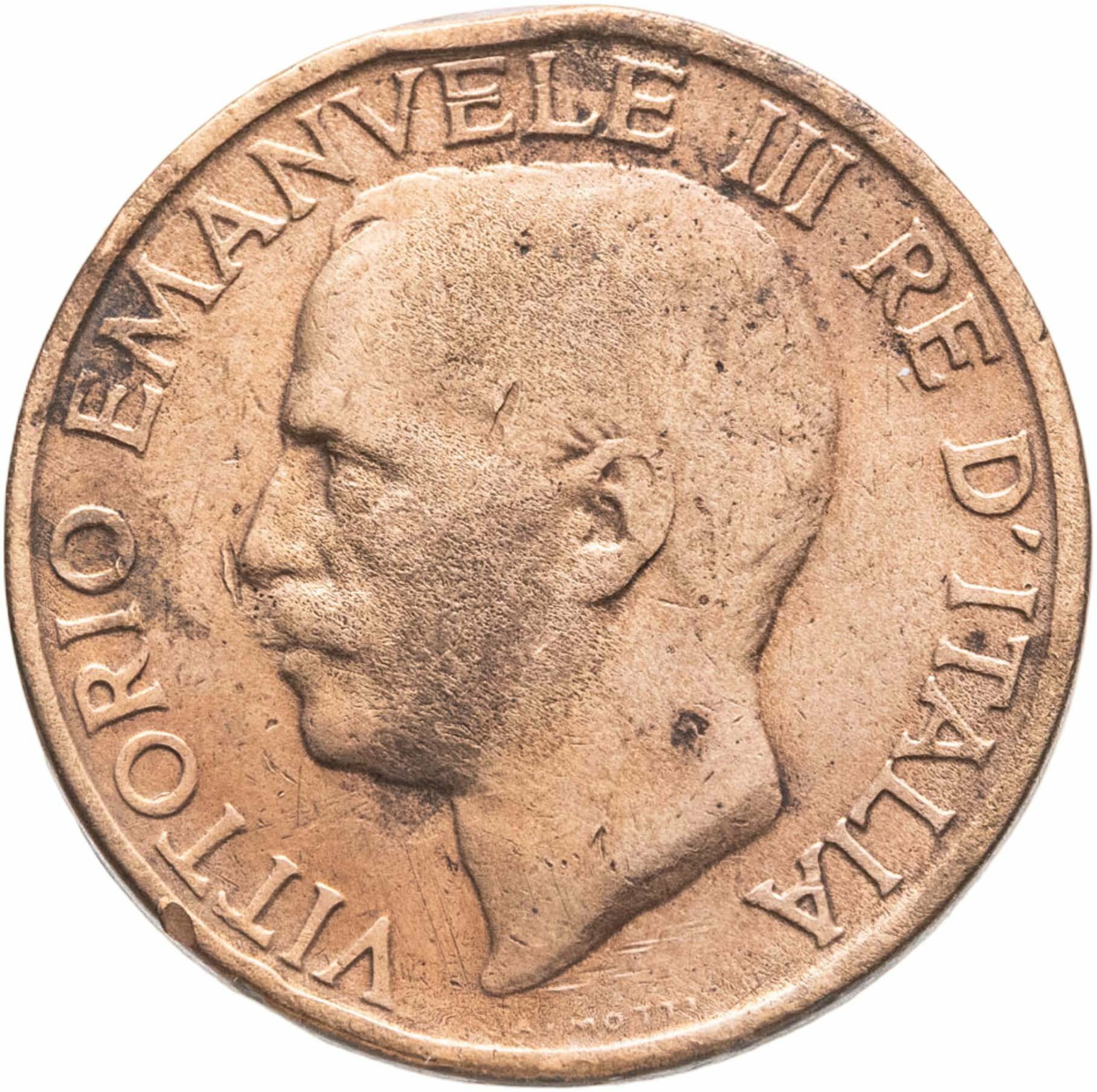 Италия 10 чентезимо centesimi 1928, Медь, в сохранности VF