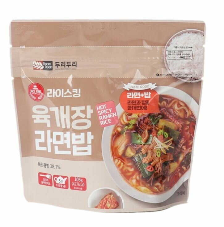 Doori Doori Корейский Рамен Боб (Рис и Лапша) со вкусом Юкгеджан,105 г, Hot spicy ramen rice