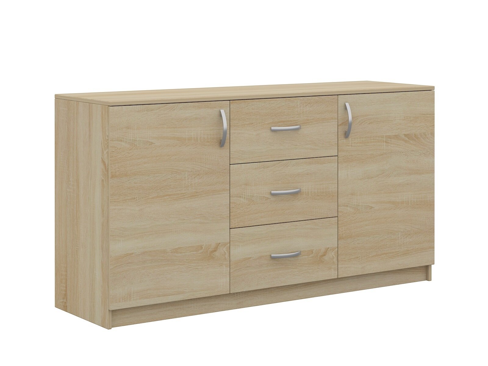 Комод "колизей" КД-1/5 дуб сонома, (ШхГхВ) (1400х430х850)мм, шариковые направляющие, 3 ящика, 2 дверки, 2 полки — фото 1