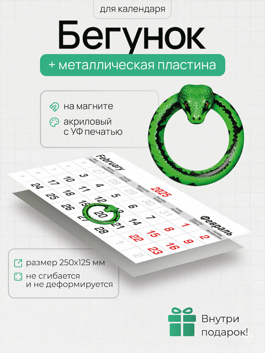 Магнитный курсор LEMOR "Змея", акриловый, с металлической подложкой