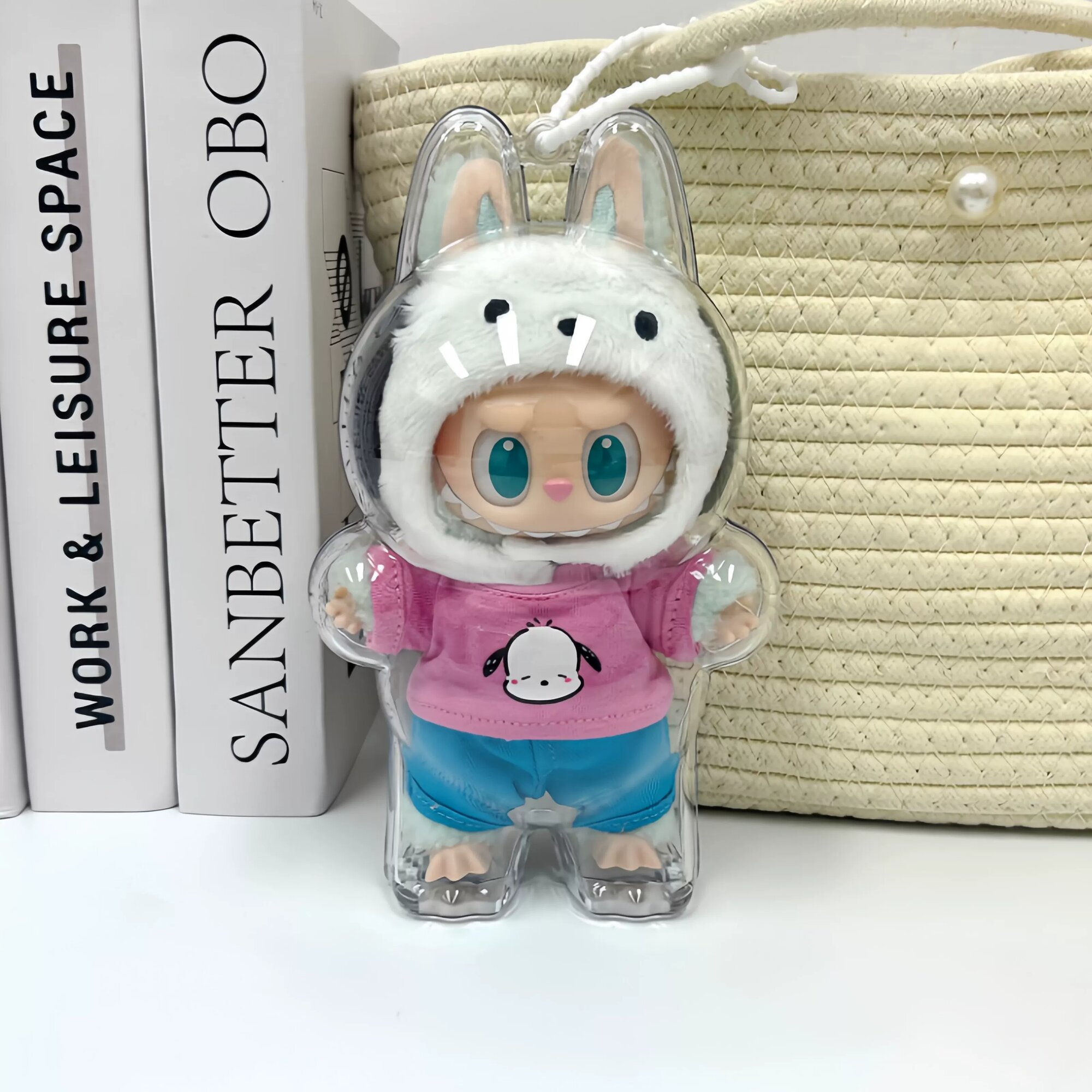 Защитный чехол Labubu Sanrio (совместная коллекция) для виниловой плюшевой куклы Labubu, акриловый пылезащитный чехол