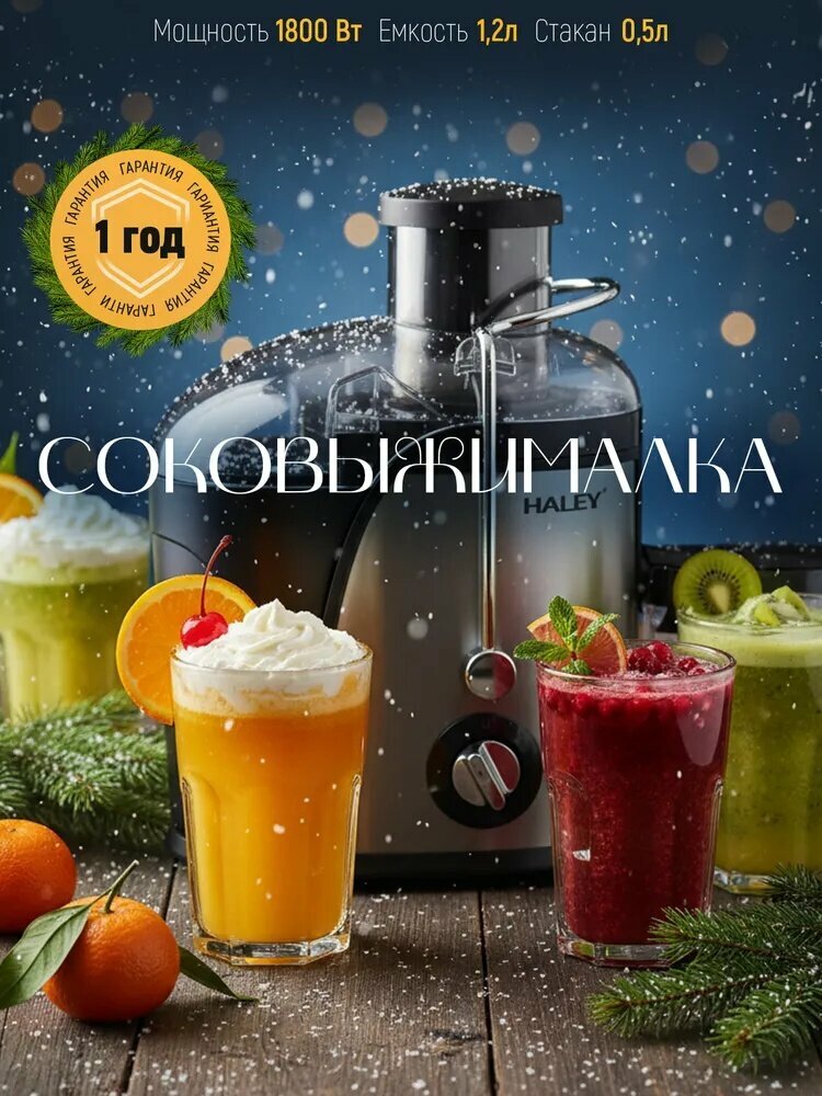 Haley Соковыжималка электрическая Lampus_94, серебристый, черный