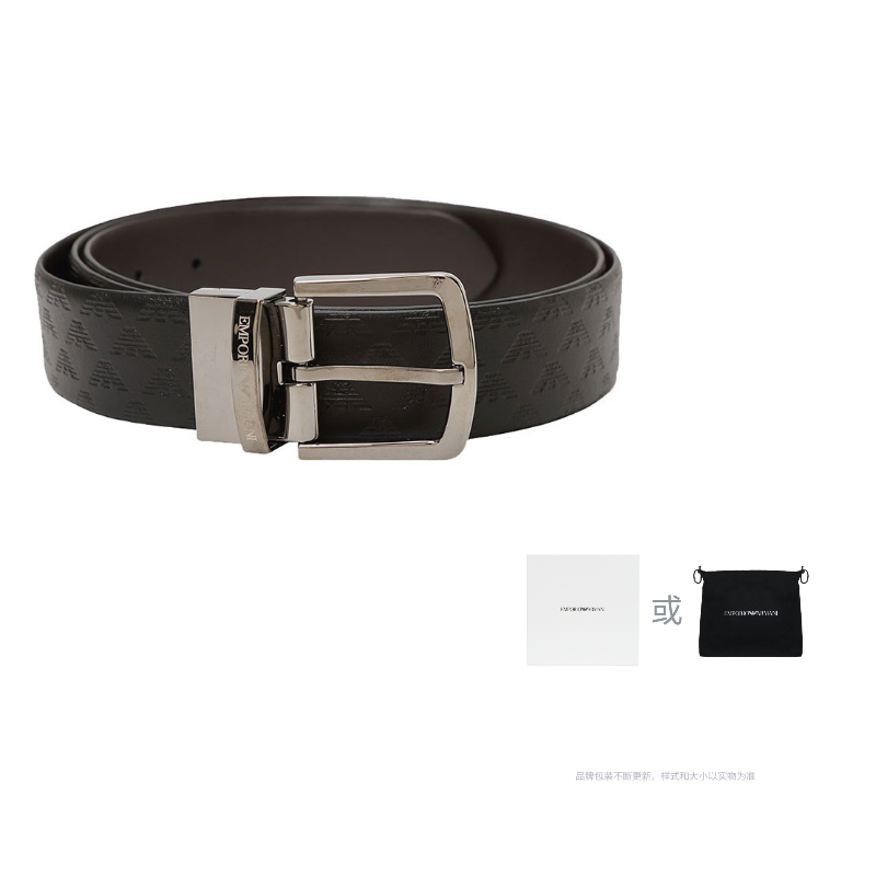 EMPORIO ARMANI Кожаный ремешок Мужской Черный Ширина 3,5 см OneSize