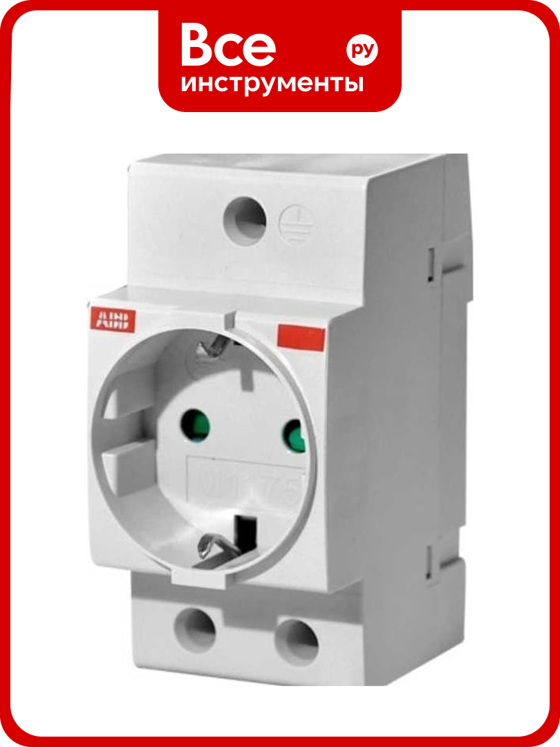 Розетка щитовая ABB M1175 с заземлением, серый цвет, IP20, 16А, 250В, итальянский стандарт, 1 пост, 1 шт в упаковке