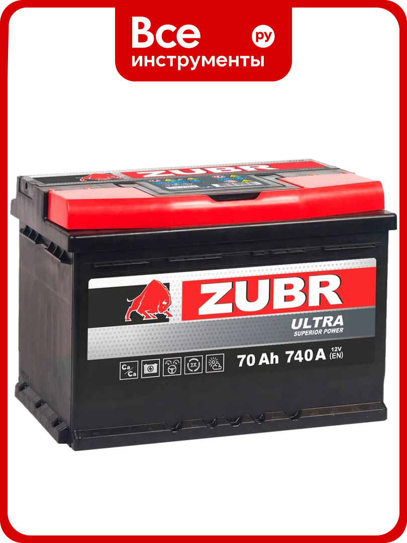 Аккумулятор ZUBR Ultra R+ ZU700, 70 Ah, 12 V, необслуживаемый, L3