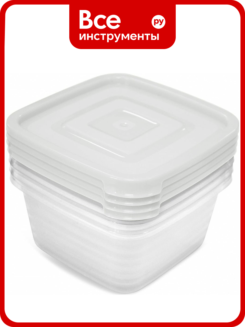 Контейнер для продуктов Martika СВЧ Унико квадратный 0.45 л набор 4 шт С216, продуктов