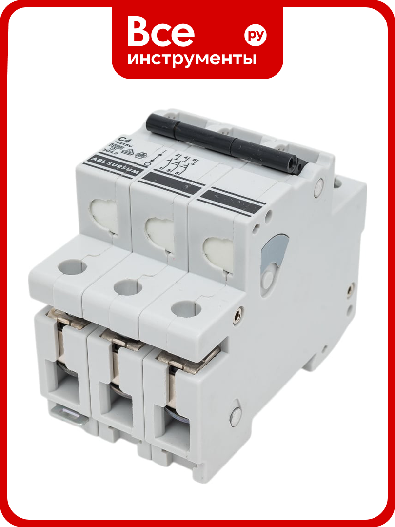 Автоматический выключатель ABL 3P, C, 4 А, 10 кА, 230/400 В AC, серия Т 3C4.0 C4T3, серый