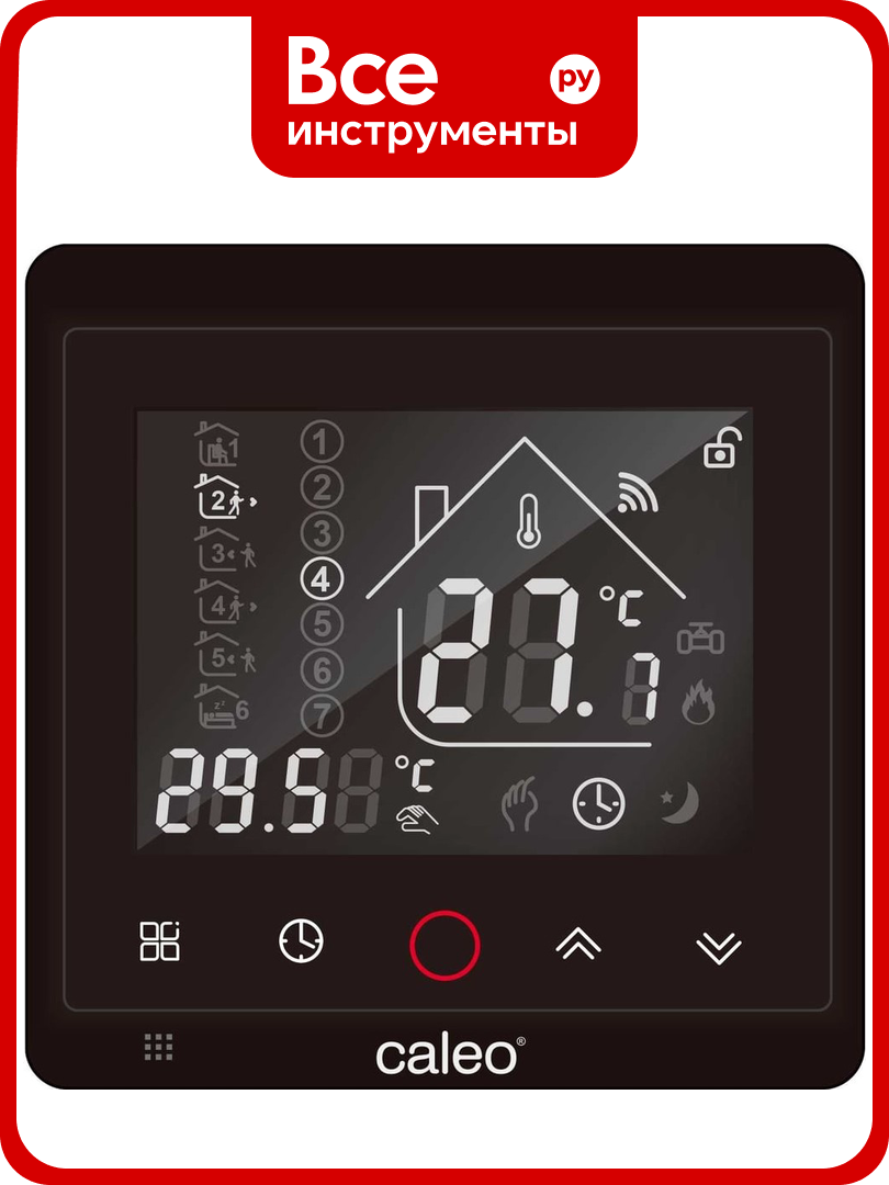 Терморегулятор CALEO с936 wi-fi black lux встраиваемый, цифровой, программируемый, 3,5 квт 0К-00000740