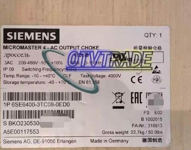 Модуль Siemens AC OUTPUT CHOKE 6SE6400-3TC08-0ED0