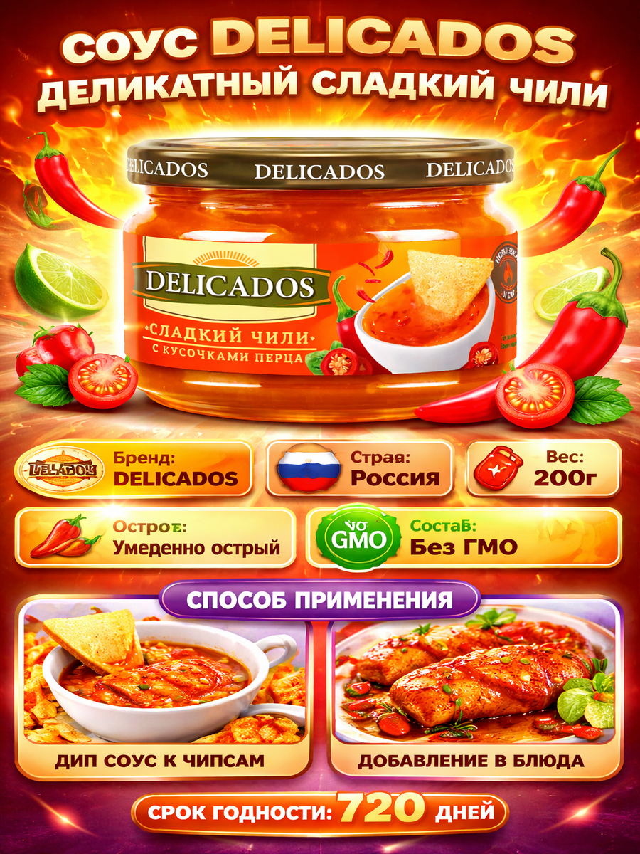 Соус Delicados Деликатный сладкий чили, 200г