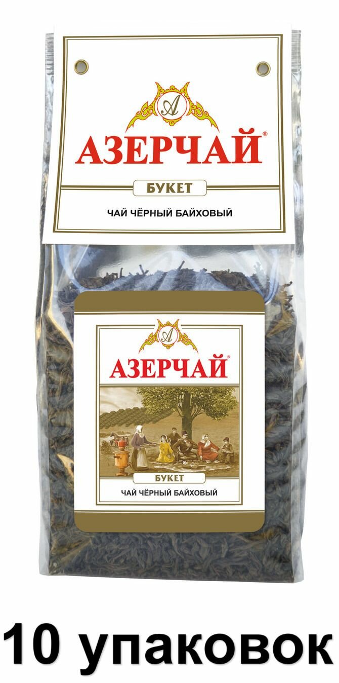 Азерчай Чай листовой Букет, черный байховый, 400 г, 10 упаковок