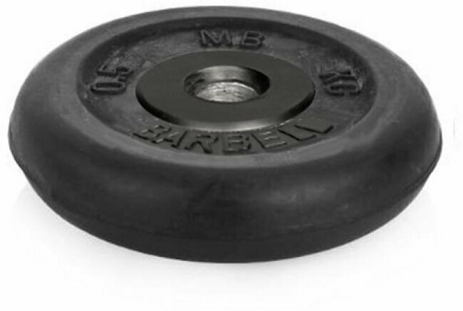Диск MB Barbell обрезиненный d 31 мм чёрный 0,5 кг