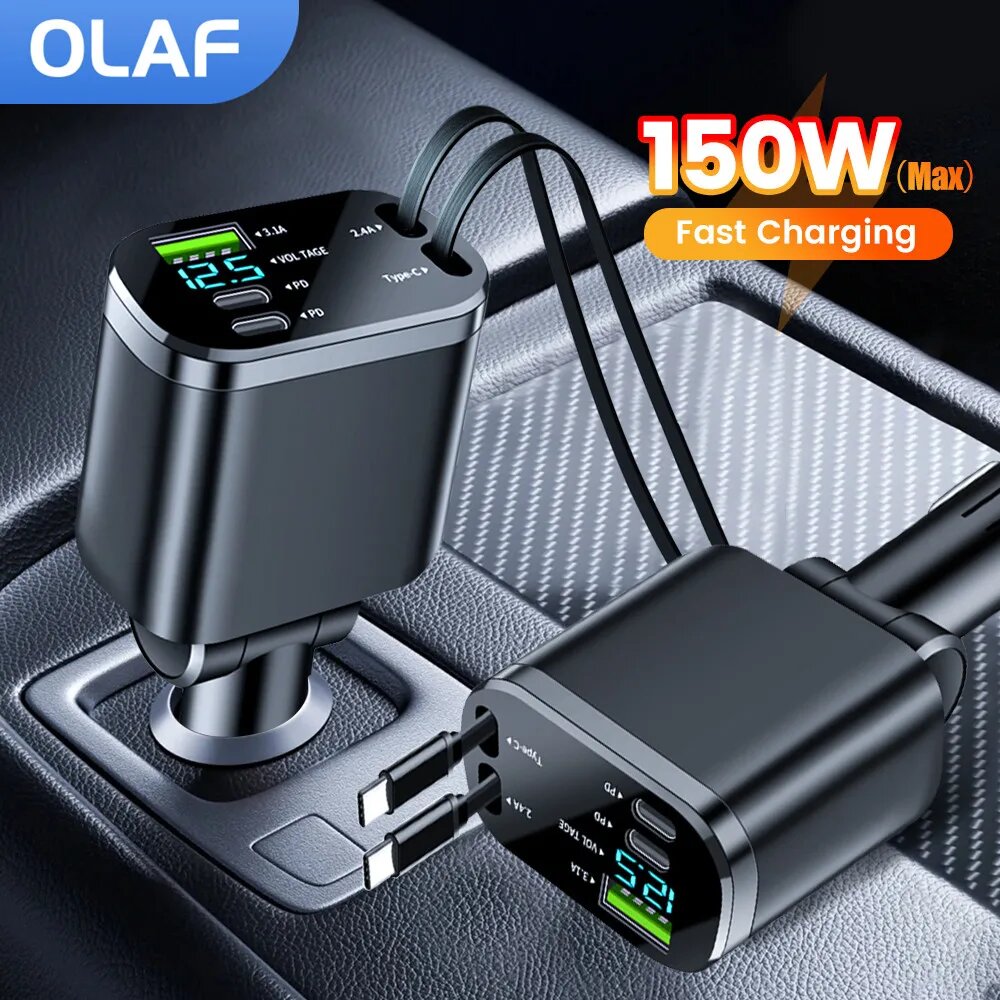 Автозарядка в авто Type-C + iOS, 12.5A, Olaf