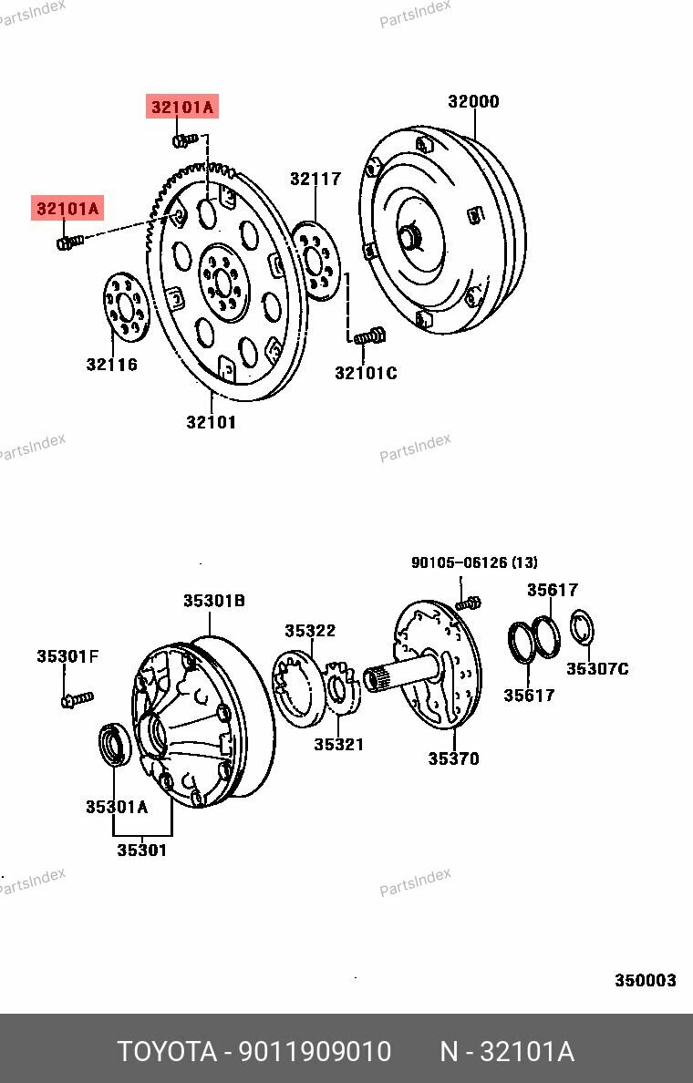 Бoлт с шайбой, TOYOTA 9011909010