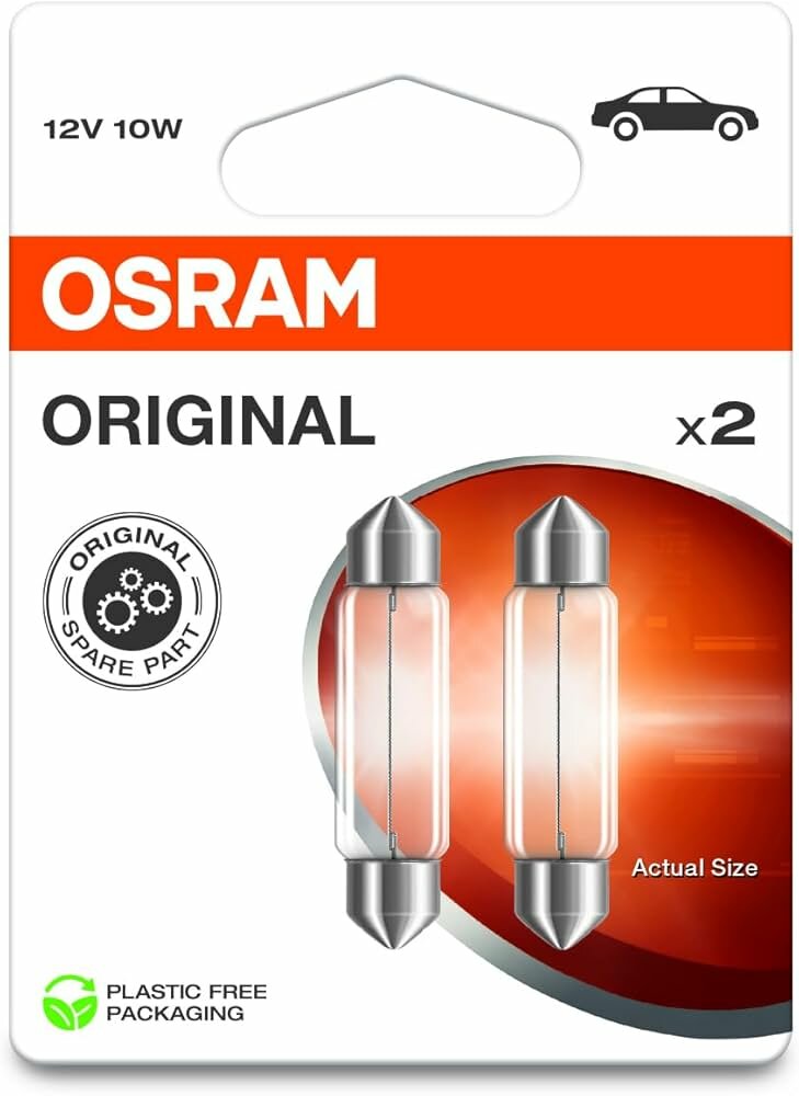 Лампа накаливания 12V C10W W SV8,5-8 OSRAM ORIGINAL LINE 2 шт. блистер 64112BL