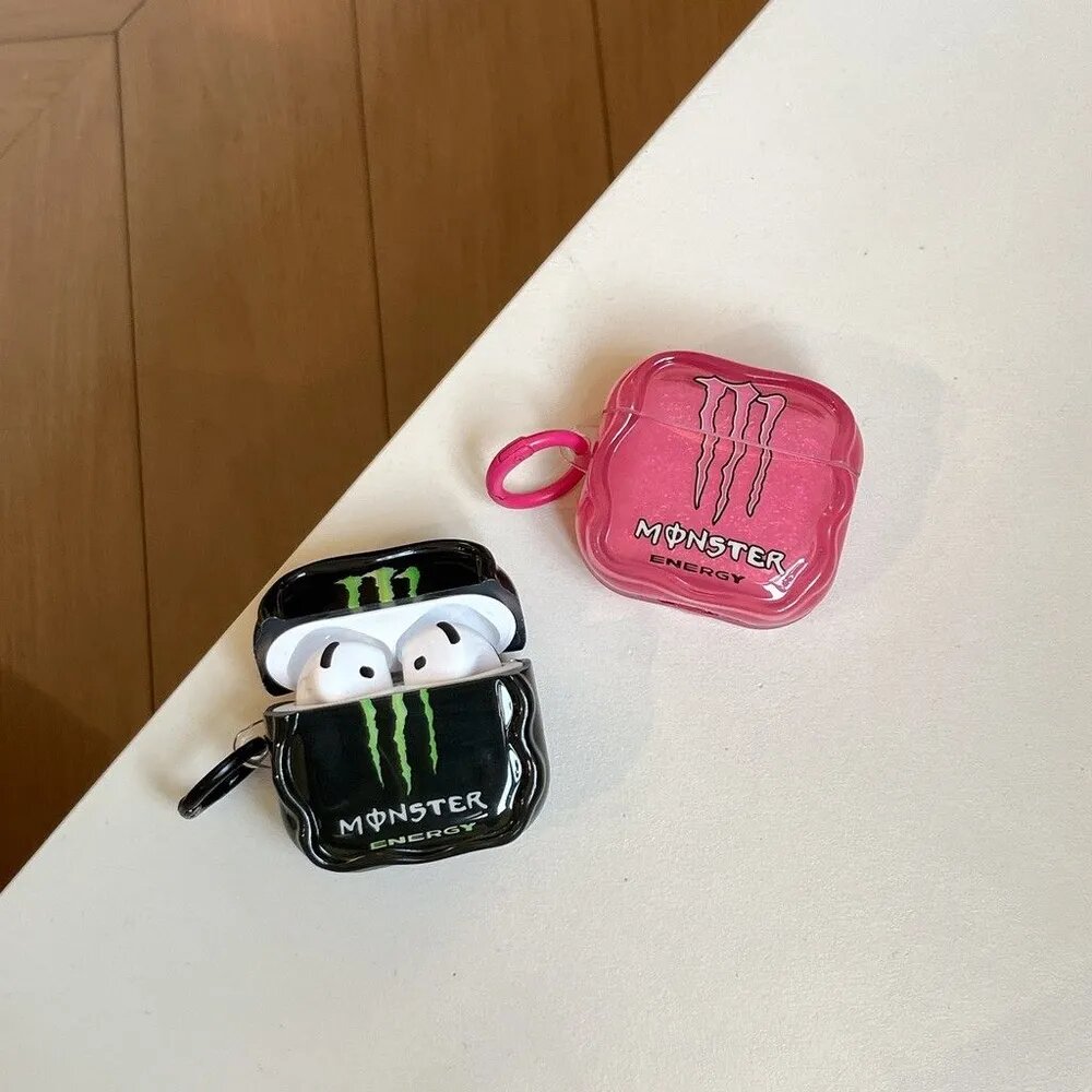 Чехол для Аирподс 4 / AirPods 4 Мультфильм Монстер Энерджи Monster Energy силиконовый чехол, цвет: черный