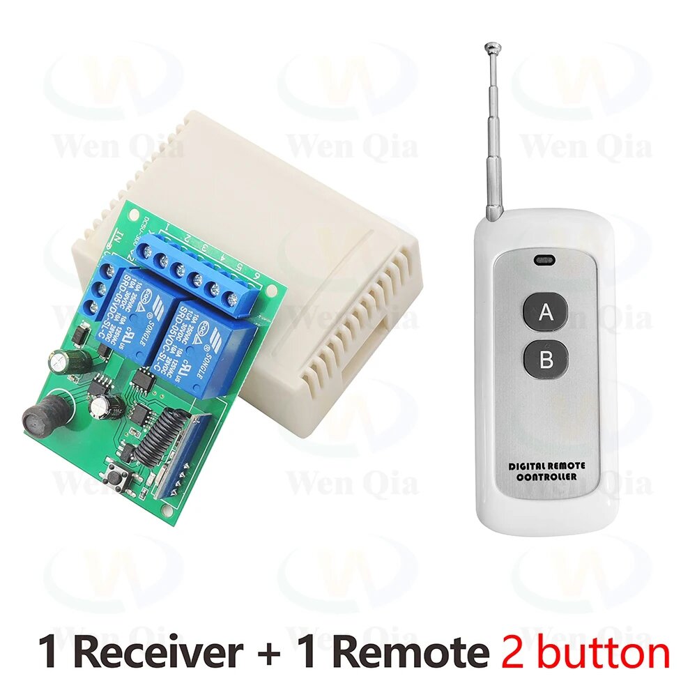 Беспроводной релейный модуль 433 МГц 2CH, 1 Receiver + 1 Remote