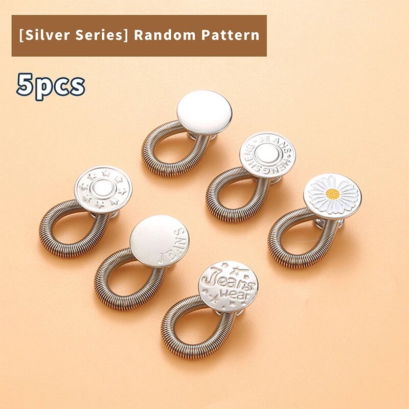 Металлические регулируемые пуговицы для джинсов silvery5pcs