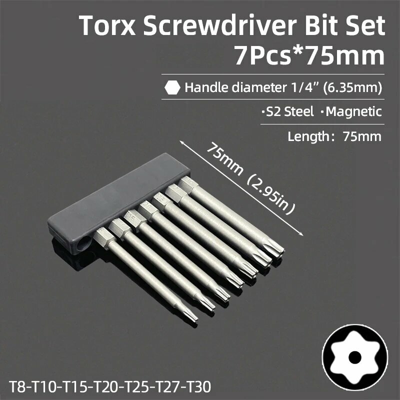 Магнитные отвертки Torx S2 T6-T40 75 мм 7Pcs 75mm